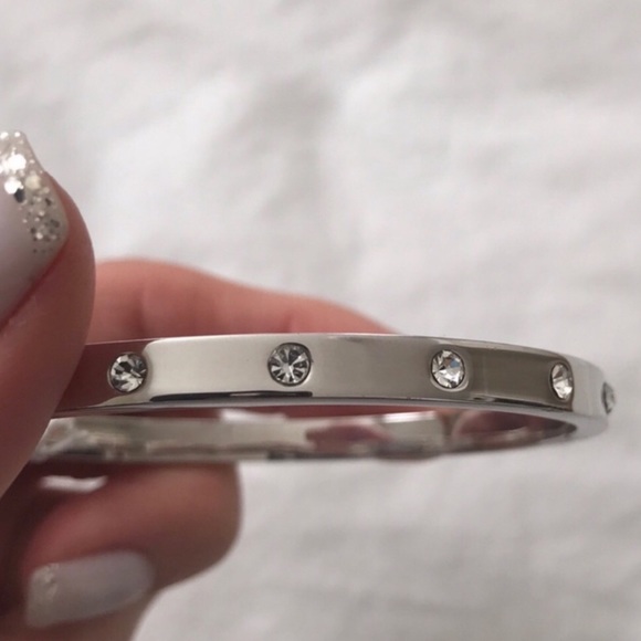 kate spade | Jewelry | Kate Spade Set In Stone Hinged Bangle Silver ...